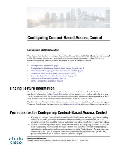 Restrictions For Configuring Context Based Access Control