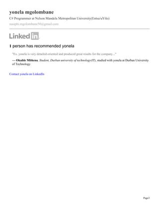 LinkedIn Profile CV PDF