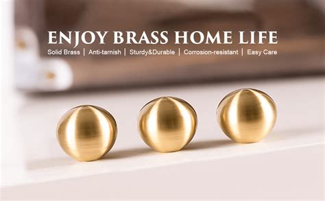 Rzdeal 8pcs 1 14 Solid Brass Cabinet Knobs Brushed Gold Ball