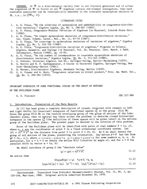 Pdf Invariant Subspaces Of Some Function Spaces On The Group Of