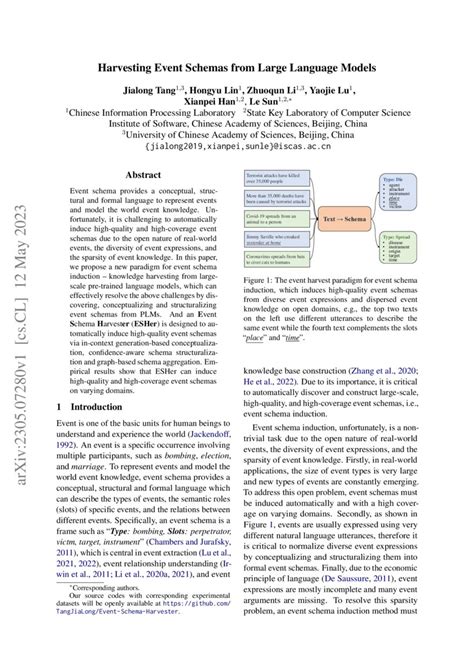 Harvesting Event Schemas From Large Language Models DeepAI