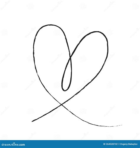 Hand Sketch Drawing Black Line Heart Love Doodle Isolated On White