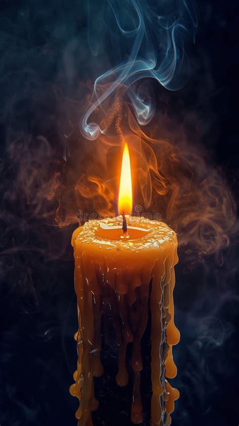 Candle Burning In The Dark With Wax Dripping Down Generative Ai Stock
