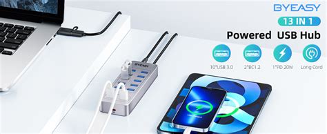 Byeasy Powered Usb Hub Port Usb Data Hub With Usb Ports Usb A Charging Ports