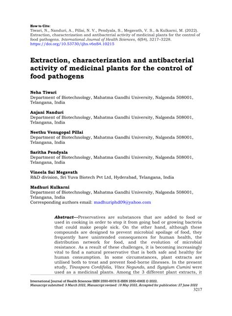 Pdf Extraction Characterization And Antibacterial Activity Of Medicinal Plants For The
