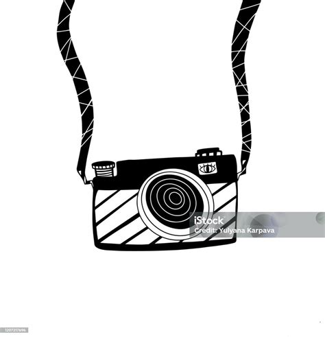Koncepcja Wektorowa Retro Kamera W Stylu Doodle Ręcznie Rysowana