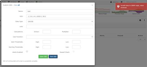 custom oid invalid data in snmp reply value received help