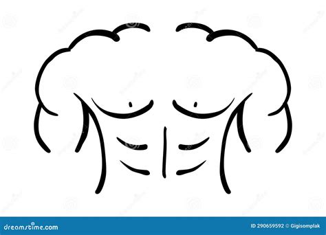 Simple Vector Sketch Six Pack Muscle Big Bicep And Tricep Doodle Hand Draw Sketch Stock Vector