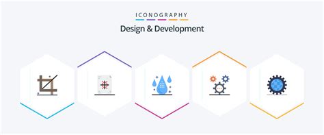 Design And Development Flat Icon Pack Including Development Coding Paper Drop Design