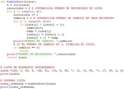 algoritmos de ordenaciÓn en python ‘ordenamiento de burbuja el