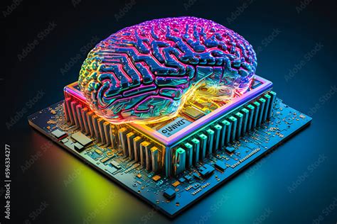 Ai Chipset With Human Brain On Computer Circuit Board Artificial Intelligence Data Mining And