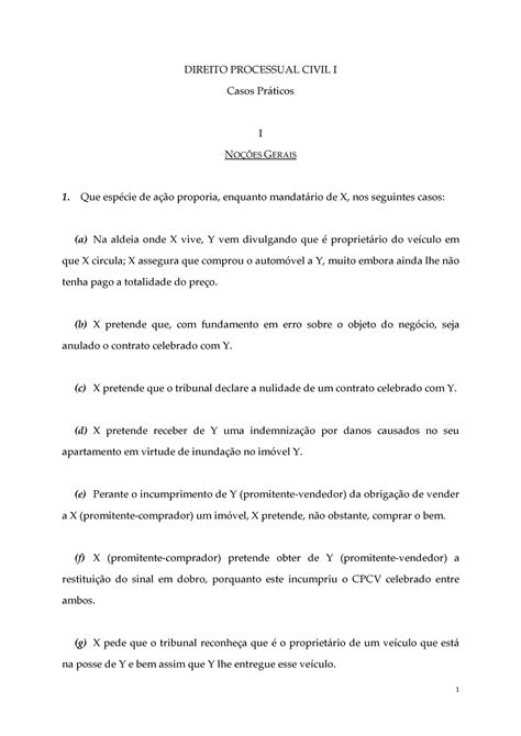 Casos Práticos Dpc I Bom 1 Direito Processual Civil I Casos