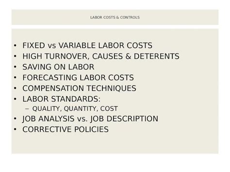 pptx labor costs and controls fixed vs variable labor costs high