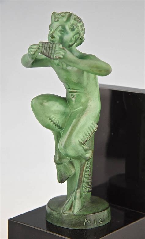French Art Deco Satyr Bookends By Mic Max Le Verrier Foundry 1930