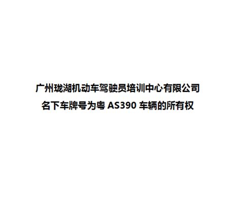 【第1次拍卖】广州珑湖机动车驾驶员培训中心有限公司名下车牌号为粤as390车辆的所有权－京东破产拍卖