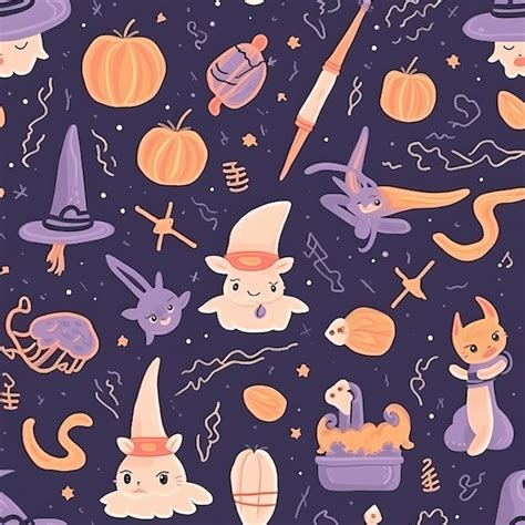 Premium Ai Image Cute Witch Pattern