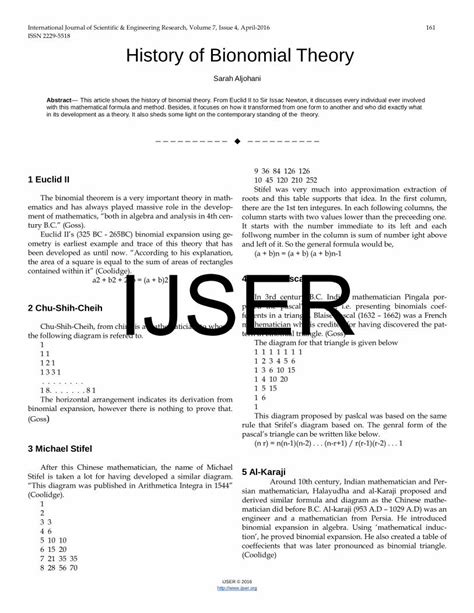 pdf history of bionomial theory ijser · history of bionomial theory