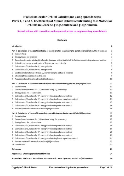 Pdf Hückel Molecular Orbital Calculations Using Spreadsheets Parts 4 5 And 6 Coefficients Of