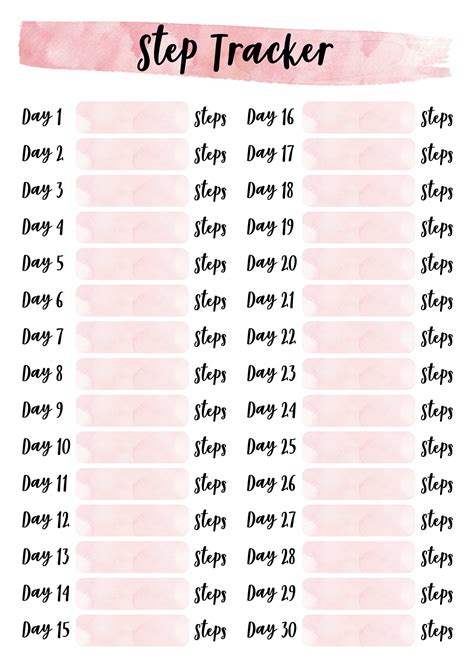 Printable Step Tracker Water Tracker Digital Walking Tracker Hydration