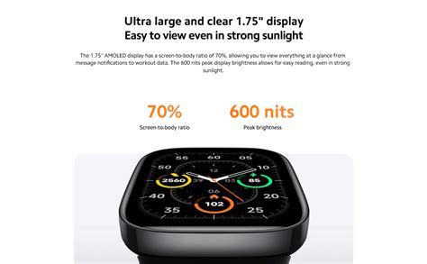 Xiaomi Redmi Smart Watch 3 ivory- 1.75 Inch AMOLED Touch Display, 5ATM ...