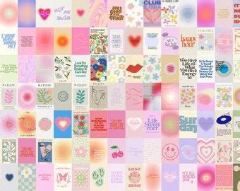 Danish Pastel Wall Collage 16pcs 46 In Purple Pink Etsy Artofit