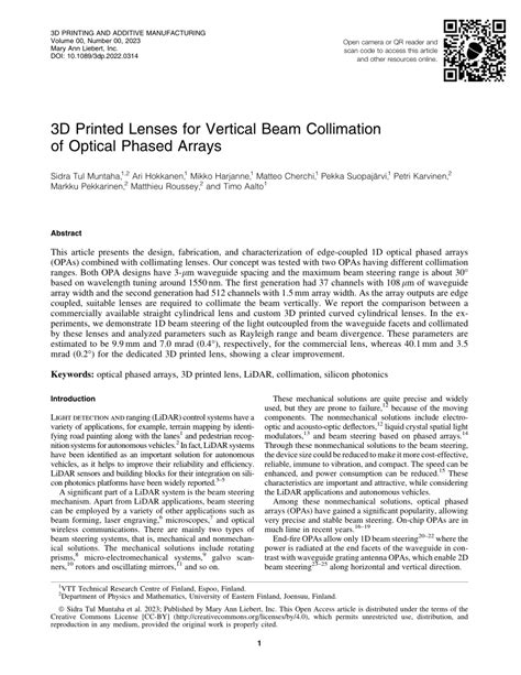 Pdf 3d Printed Lenses For Vertical Beam Collimation Of Optical Phased