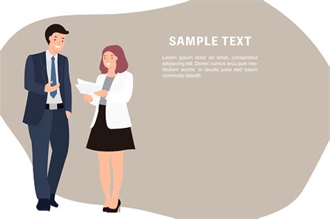 만화 사람들 캐릭터 디자인 배너 템플릿 비즈니스 남자와 여자 서 서 즐겁게 이야기 귀여운에 대한 스톡 벡터 아트 및 기타 이미지 귀여운 기업 비즈니스 남자 Istock