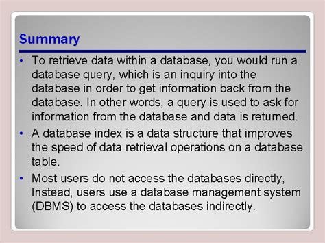 Understanding Core Database Concepts Lesson 1 Objectives Database