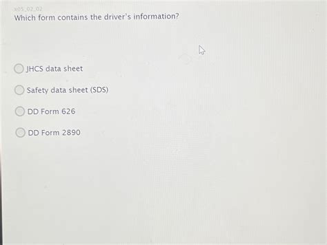 Solved X05 02 02which Form Contains The Drivers