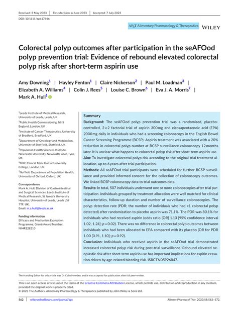 PDF Colorectal Polyp Outcomes After Participation In The SeAFOod Polyp Prevention Trial