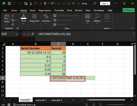 Excel Second Function