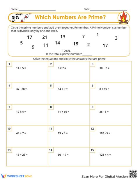 Which Numbers Are Prime Worksheet
