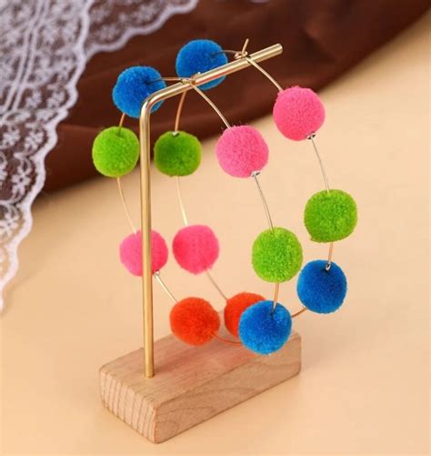 Circus Pom Hoop Earrings The Gorgeous Doll Boutique