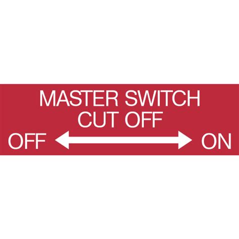 Label Master Switch Cut Off Just Tanker Spares
