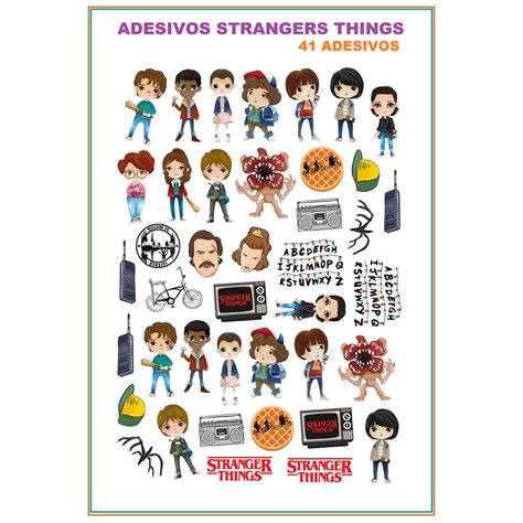 Adesivos Stranger Things Sortidos Auto Colante Cartela C 41
