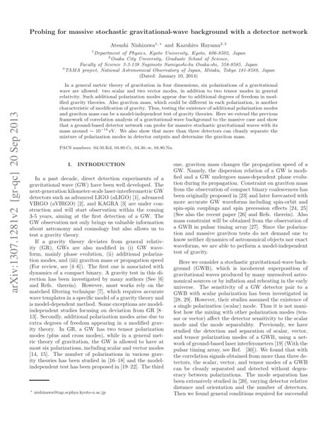Pdf Probing For Massive Stochastic Gravitational Wave Background With