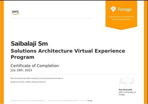 Saibalaji Sm On Linkedin Solutionarchitect Forage Aws Virtualexperience
