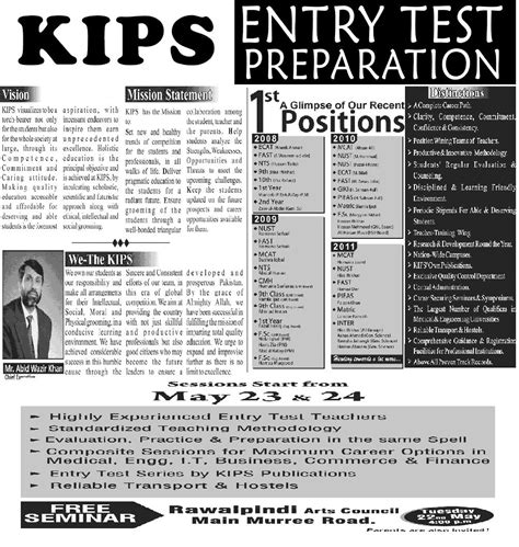 KIPS Entry Test 2013 For MCAT ECAT NTS Preparation