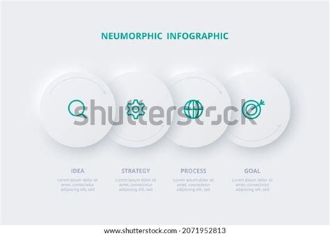 Neumorphic Flow Chart Infographic Creative Concept Stock Vector