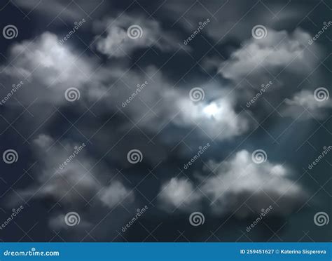 Dark Atmospheric Rain And Dangerous Thunder Storm Sky With Heavy Clouds