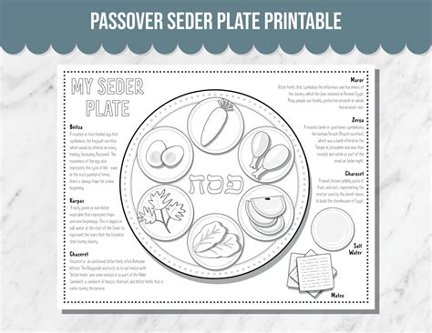 Passover Seder Plate Activity Printable Passover Placemat For Seder