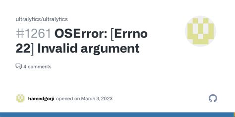 Oserror Errno 22 Invalid Argument · Issue 1261 · Ultralytics