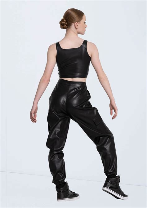Weissman Faux Leather Crop Top Move Dance