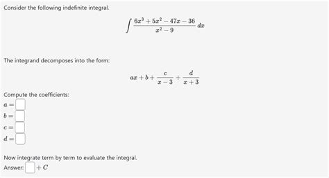 Solved Consider The Following Indefinite Integral Chegg