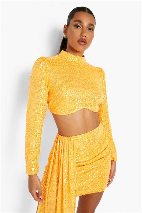 Sequin Tops Sparkly Tops Glitter Tops Boohoo Uk