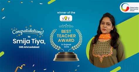 Ms Smija Tiya Honored With The Best Teacher Award In Gujarat Zone For