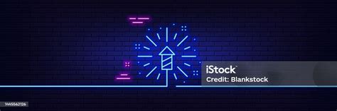 Ikon Garis Ledakan Kembang Api Tanda Hormat Piroteknik Efek Cahaya Neon Vektor Ilustrasi Stok