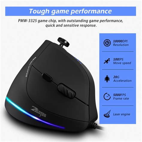 Jomaa Rgb Wired Vertical Mouse Rgb Ergonomic Mice Gaming Joystick