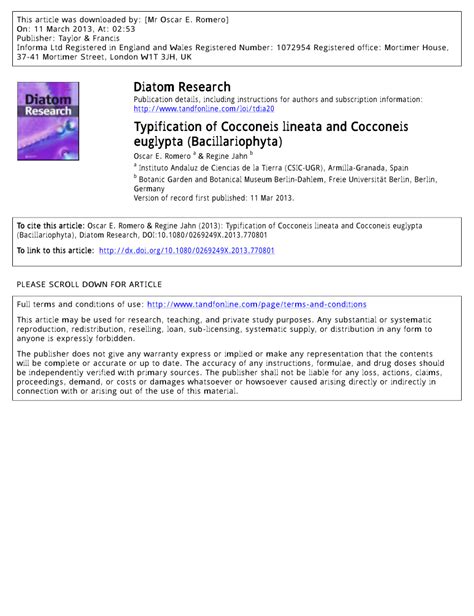Pdf Typification Of Cocconeis Lineata And Cocconeis Euglypta