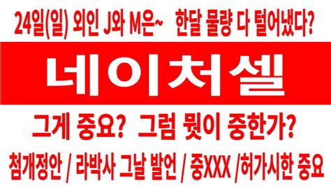 네이처셀 주가 24일 일 외인 J와 M 한달 물량 다 털어냈다 그게 중요 첨생 라박사 그날 발언 중xxx 허가시한 등 매우